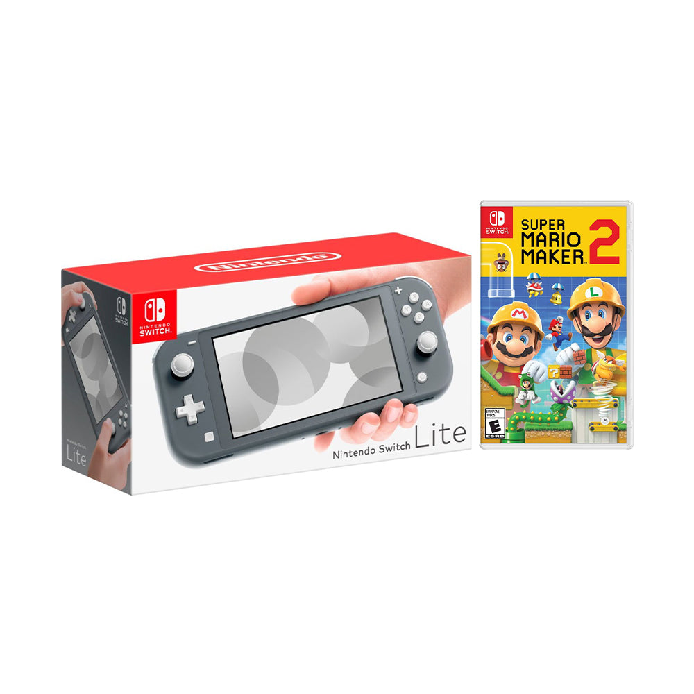 Nintendo Switch Lite Gray Bundle with Super Mario Maker 2 NS Game Disc ...
